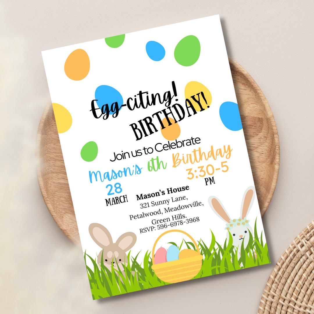 Editable Easter Birthday Invitation, Easter Party Invitation, Easter ...