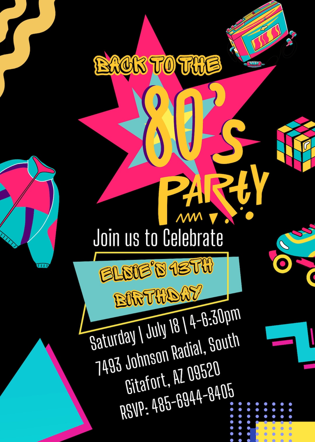 80's Party Invitation Template 80s Invitation , 80s Invitation Digital ...