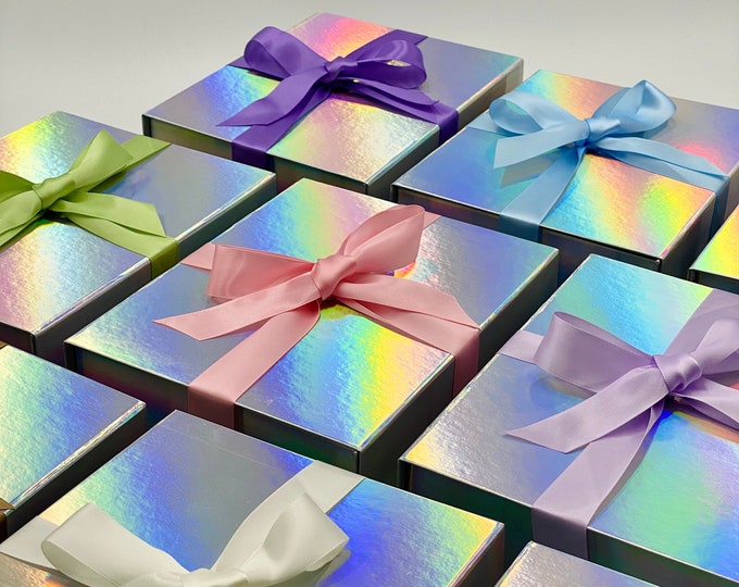 Luxury HOLOGRAPHIC Magnetic Gift Box. Pick Your Ribbon Colour. - Etsy UK