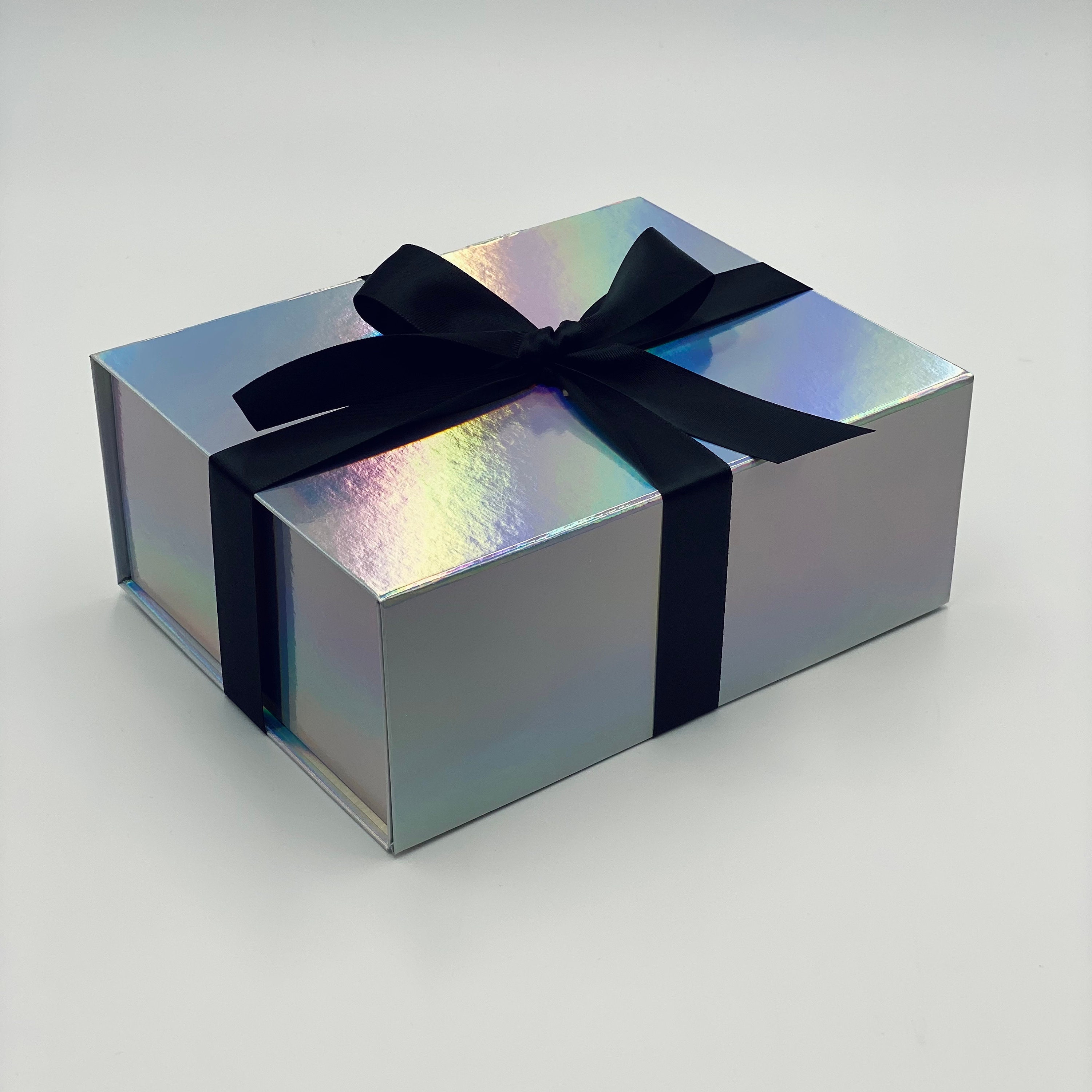Luxury HOLOGRAPHIC Magnetic Gift Box. Pick your ribbon colour. | Etsy