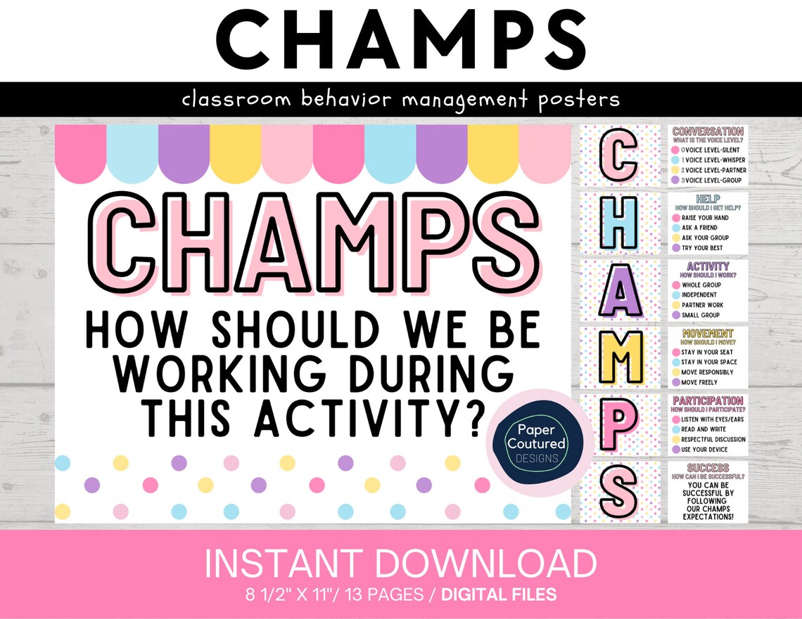 CHAMPS Posters | Behavior Management | Classroom Expectations ...