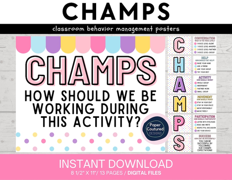 CHAMPS Posters | Behavior Management | Classroom Expectations ...