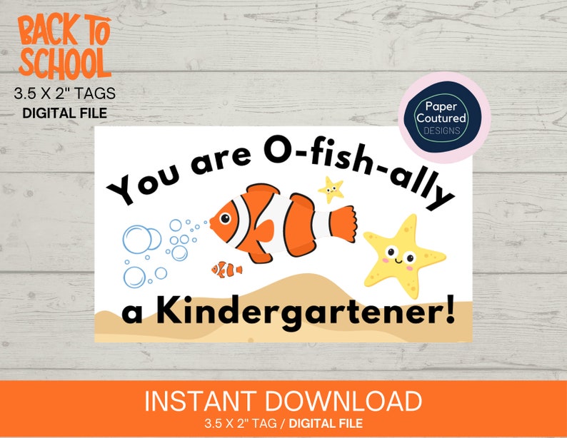 You Are O-fish-ally a Kindergartener Tag - Etsy