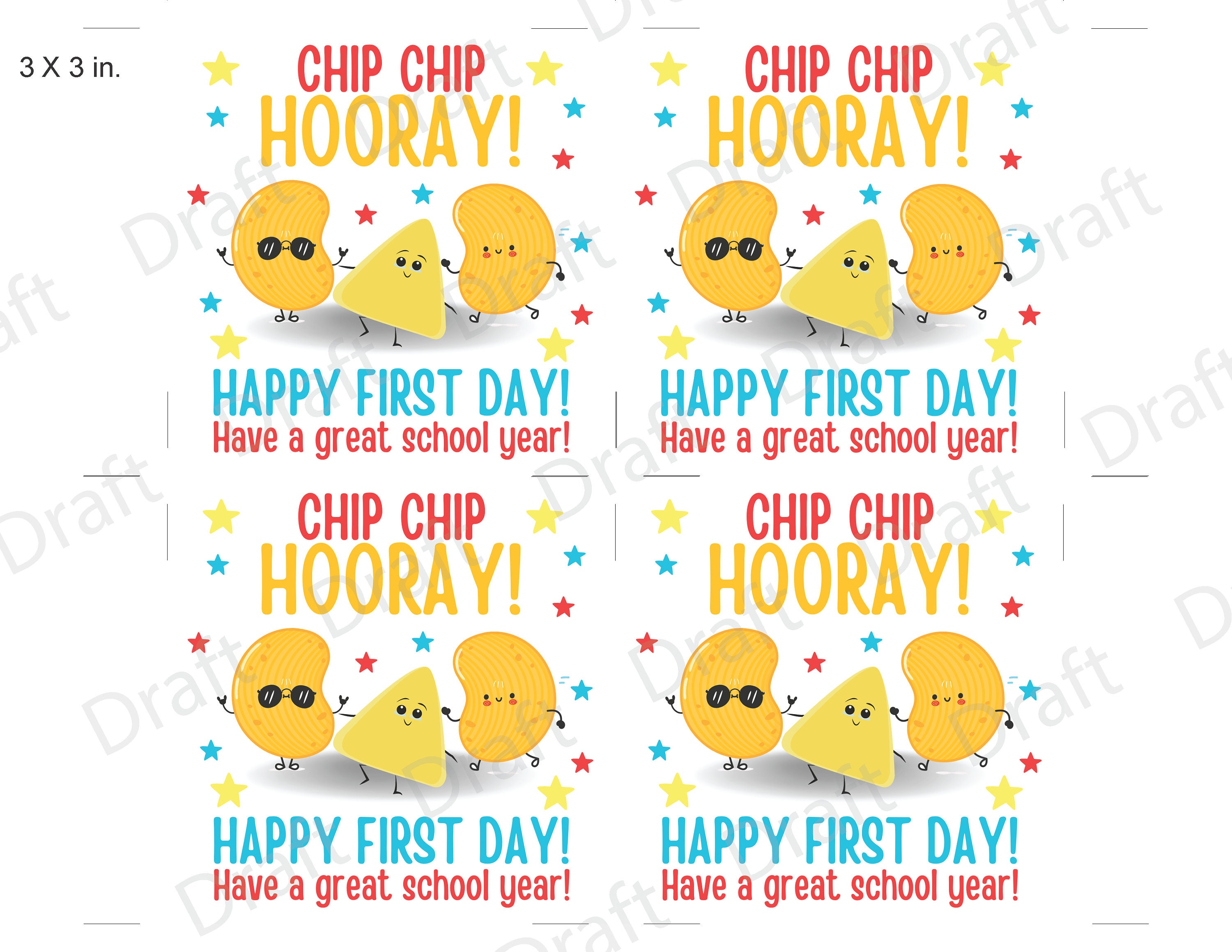 First Day of School Printable Tag Download Classroom Treat Tag Chips ...