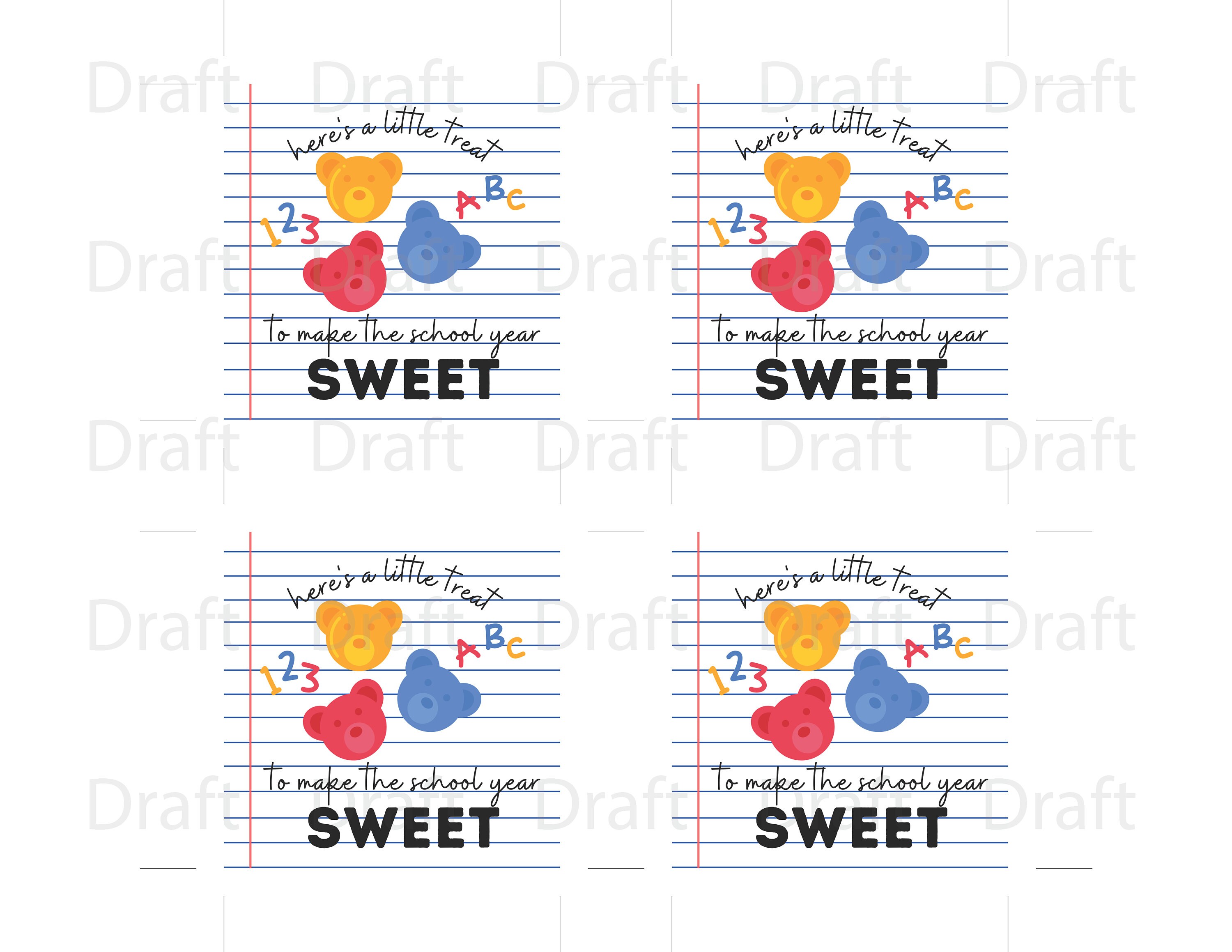 First Day of School Printable Tag Download Classroom Treat Tag Gummy ...