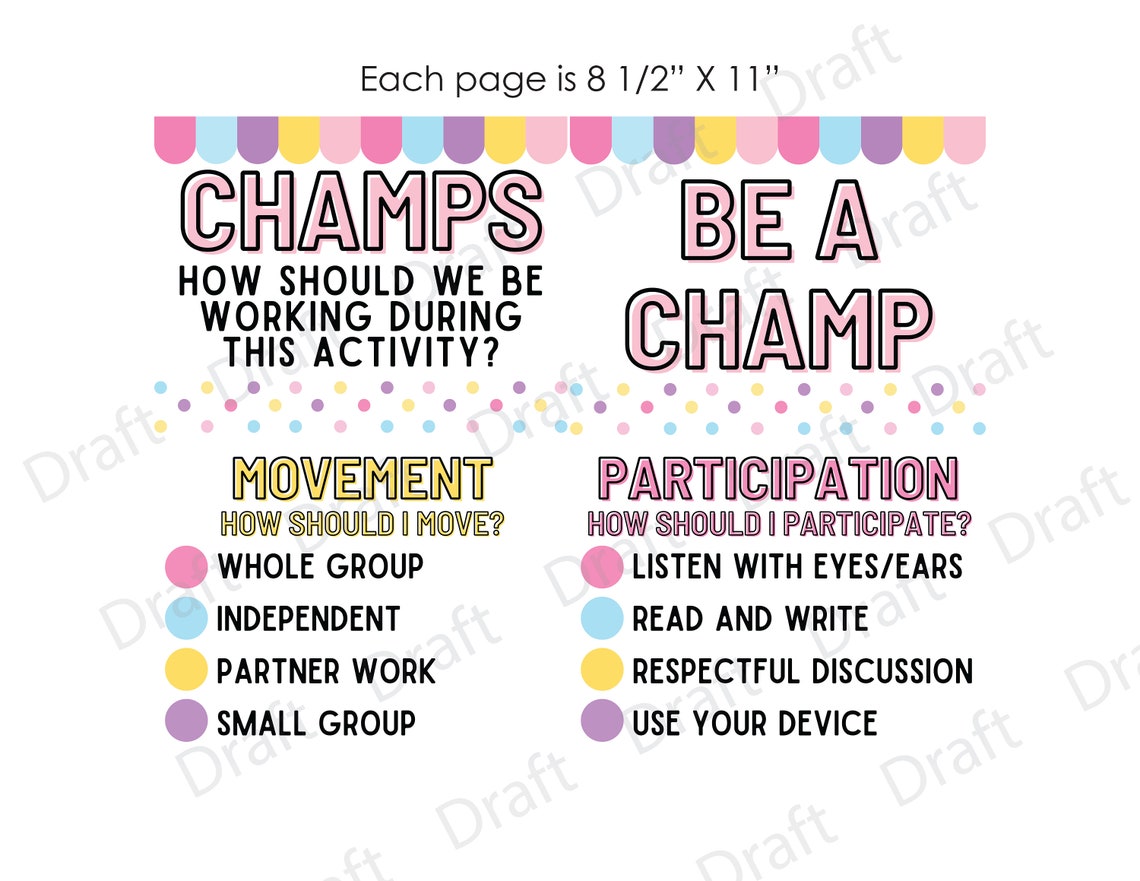 CHAMPS Posters | Behavior Management | Classroom Expectations ...