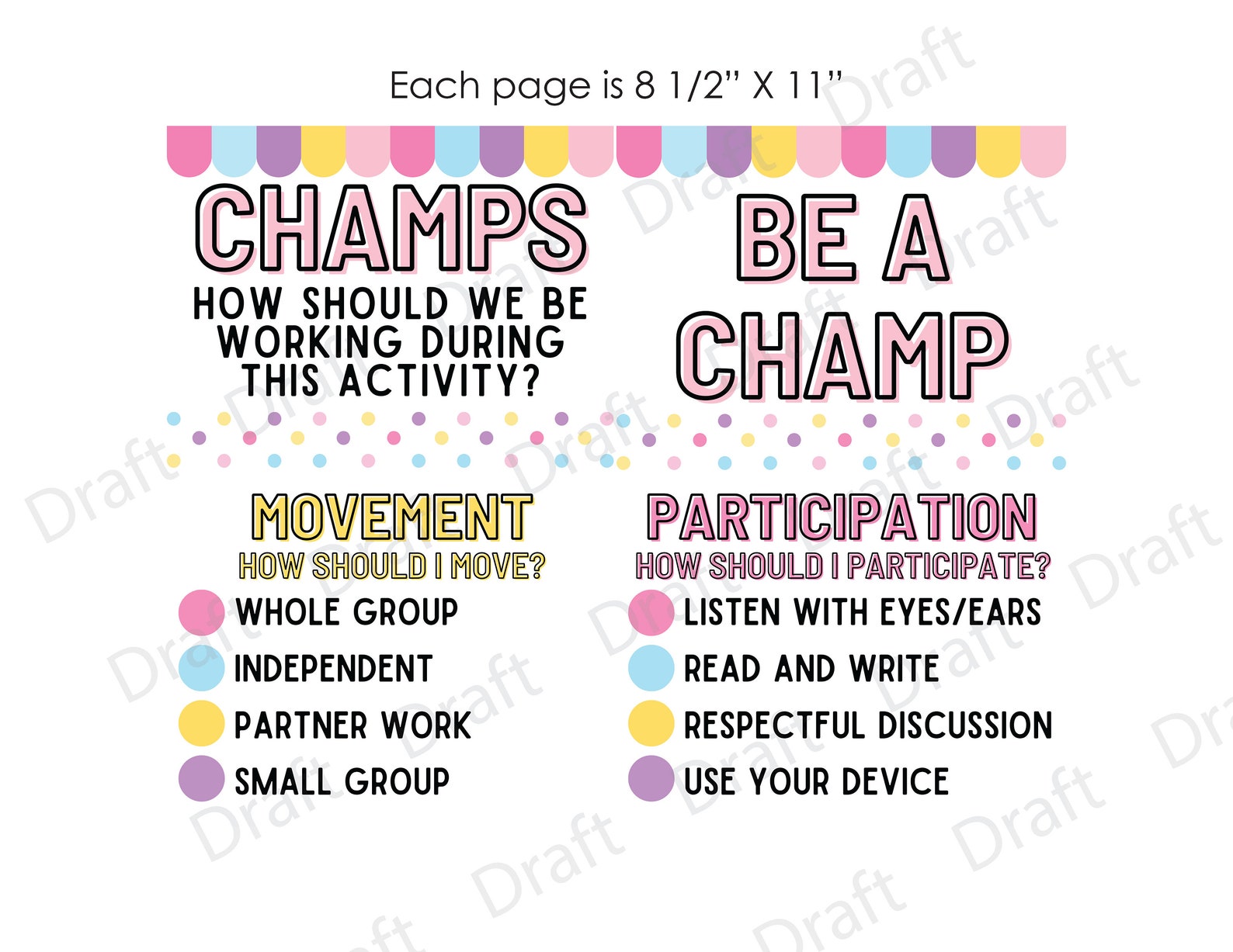 CHAMPS Posters | Behavior Management | Classroom Expectations ...