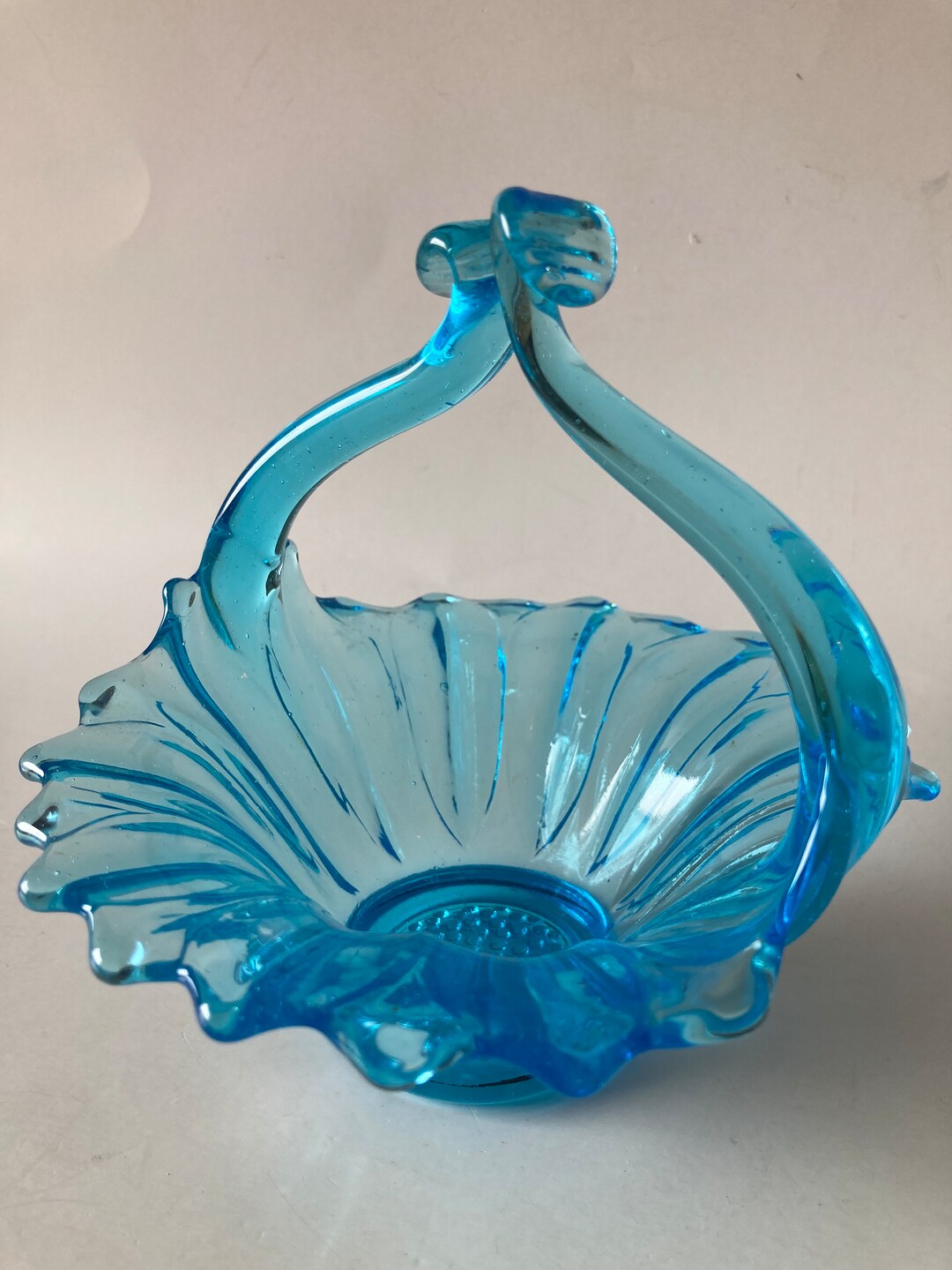Blue Glass Scallop With Rising Handles - Etsy