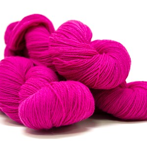 Fuchsia Pink - 100% Soft Fingering Wool Yarn - for Knitting, Crochet ...