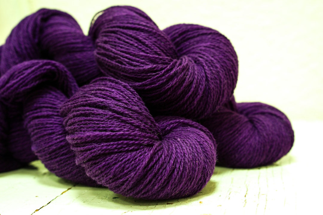 Purple New Zealand Wool Yarn - 100g./3,50 Oz. for Hand or Machine ...