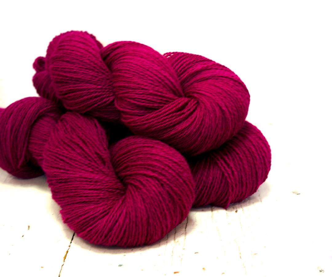 Berry Pink Color New Zealand Fingering Wool 100g./3,50 Oz. Hand ...
