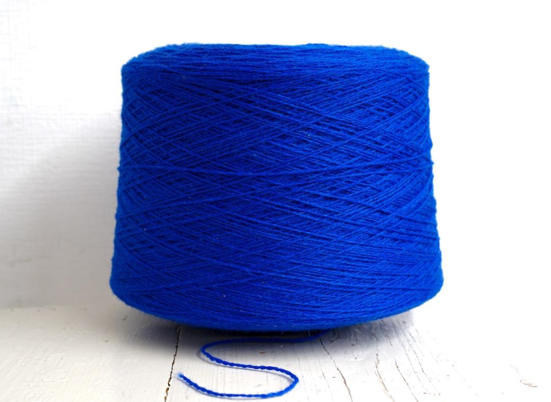 Royal Blue Wool Cone 0,9kg/31.7oz 100% Wool Yarn for Weaving Plaids ...