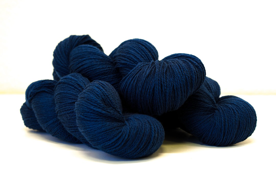 Oxford Blue - 100% Soft Fingering Wool Yarn - for Knitting, Crochet ...
