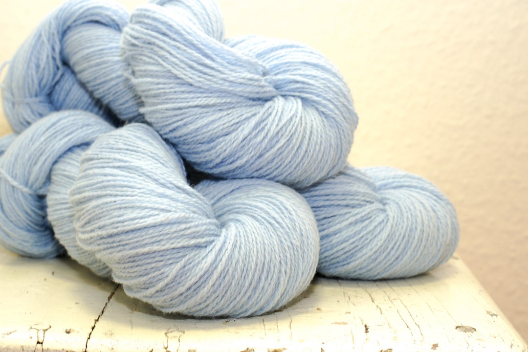 Light Blue Wool Yarn - 100g./3,50 Oz. - New Zealand Fingering Wool Yarn ...