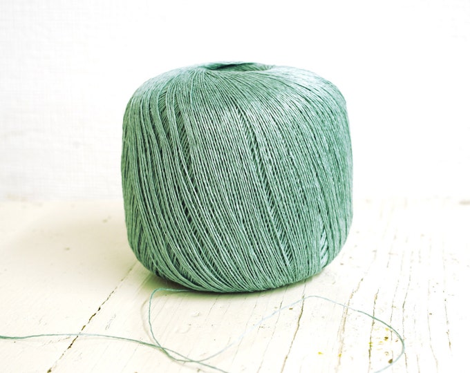 Dusty Mint Color Linen 100g/600m Made in Europe, Hand Craft Yarn for ...