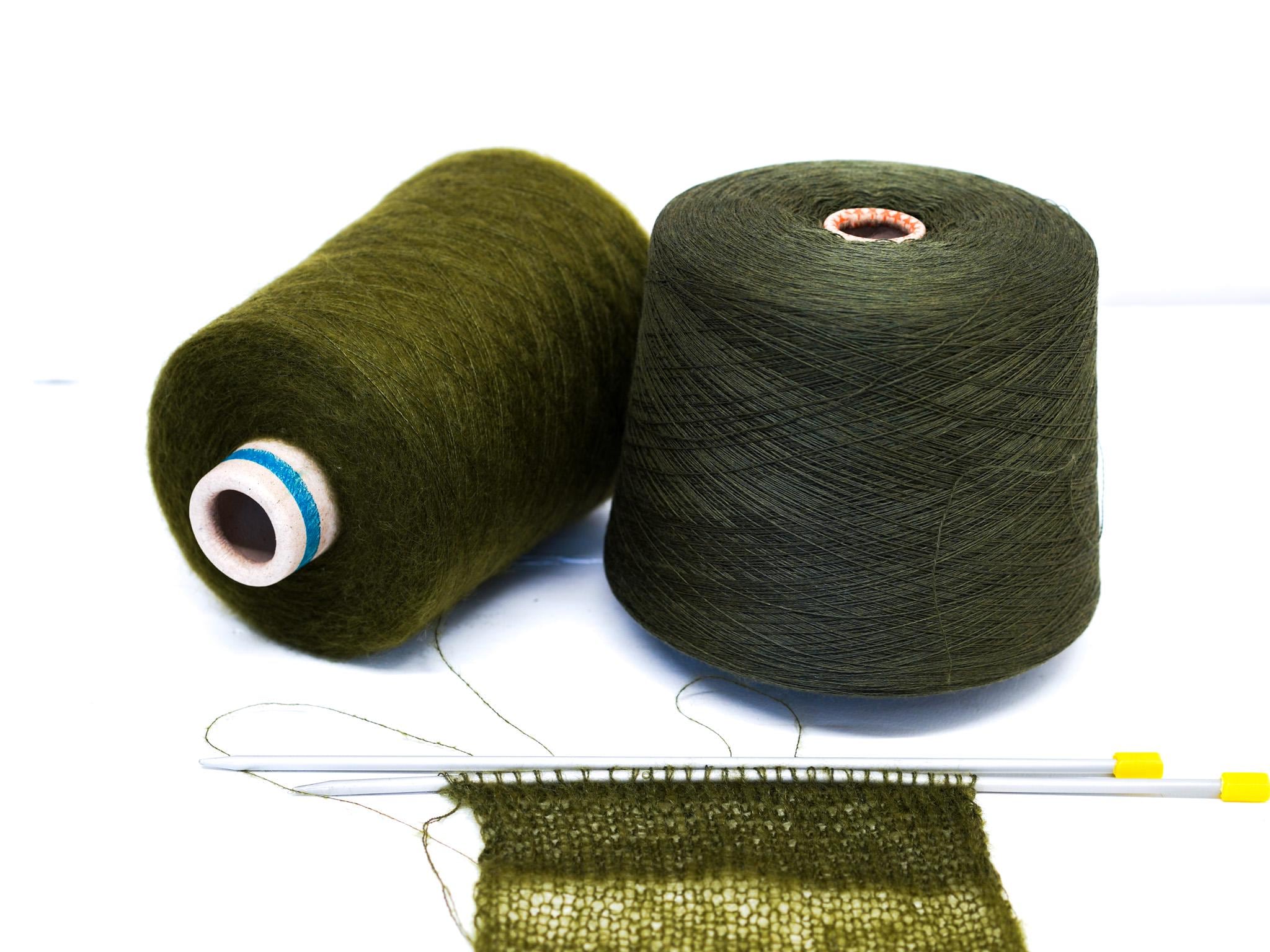 Moss Green Mohair Silk Yarn Set: Italian Lace Weight Knitting & Crochet ...