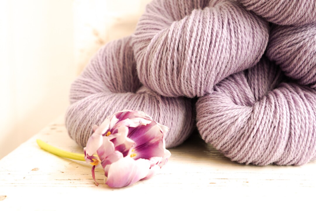 Lilac Fingering Wool Yarn - 100g./3,50 Oz. - New Zealand Wool for Hand ...