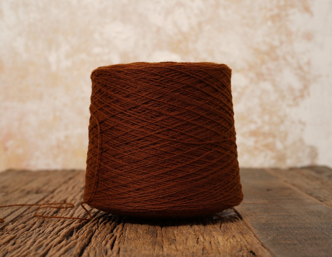 Caramel Brown Wool Yarn in Cone 0.9kg/31.7oz - Fingering Wool Fiber ...