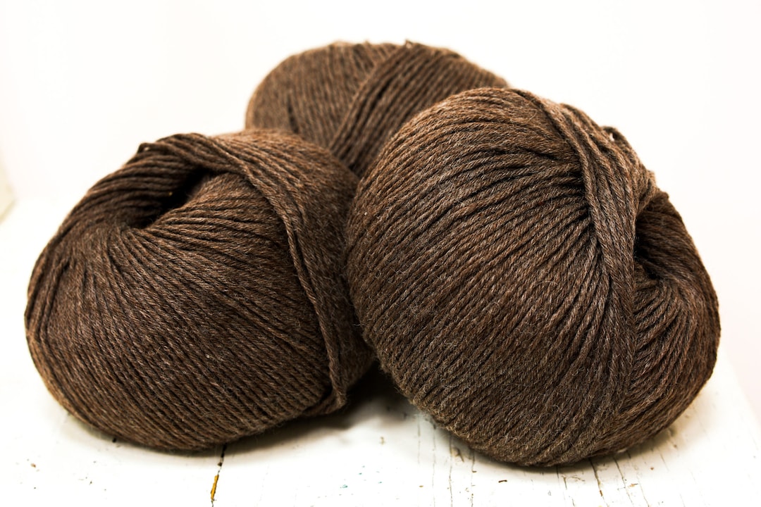 Brown Color PRO LANA Wool 80%/20 PO Blend 100g./3.5 Oz.- Soft Yarn ...