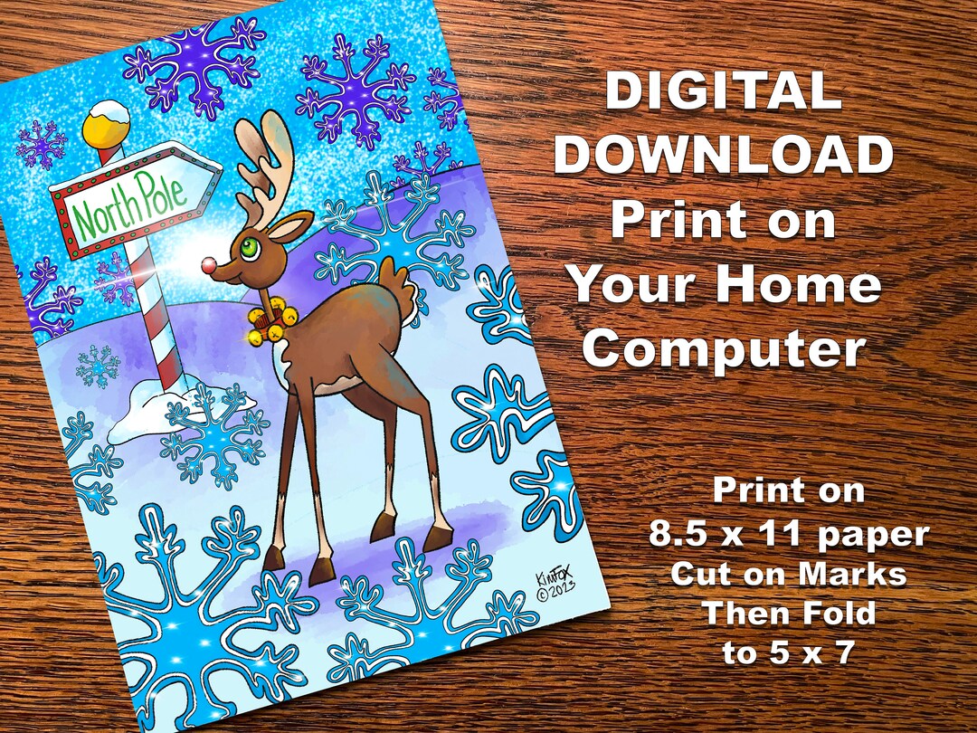 Printable Rudolph Christmas Card Funny Reindeer Christmas - Etsy
