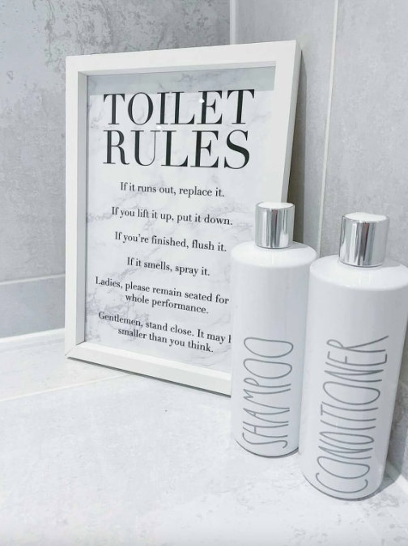 Toilet Rules Funny Humorous Bathroom Wall Decor Print - With or Without ...