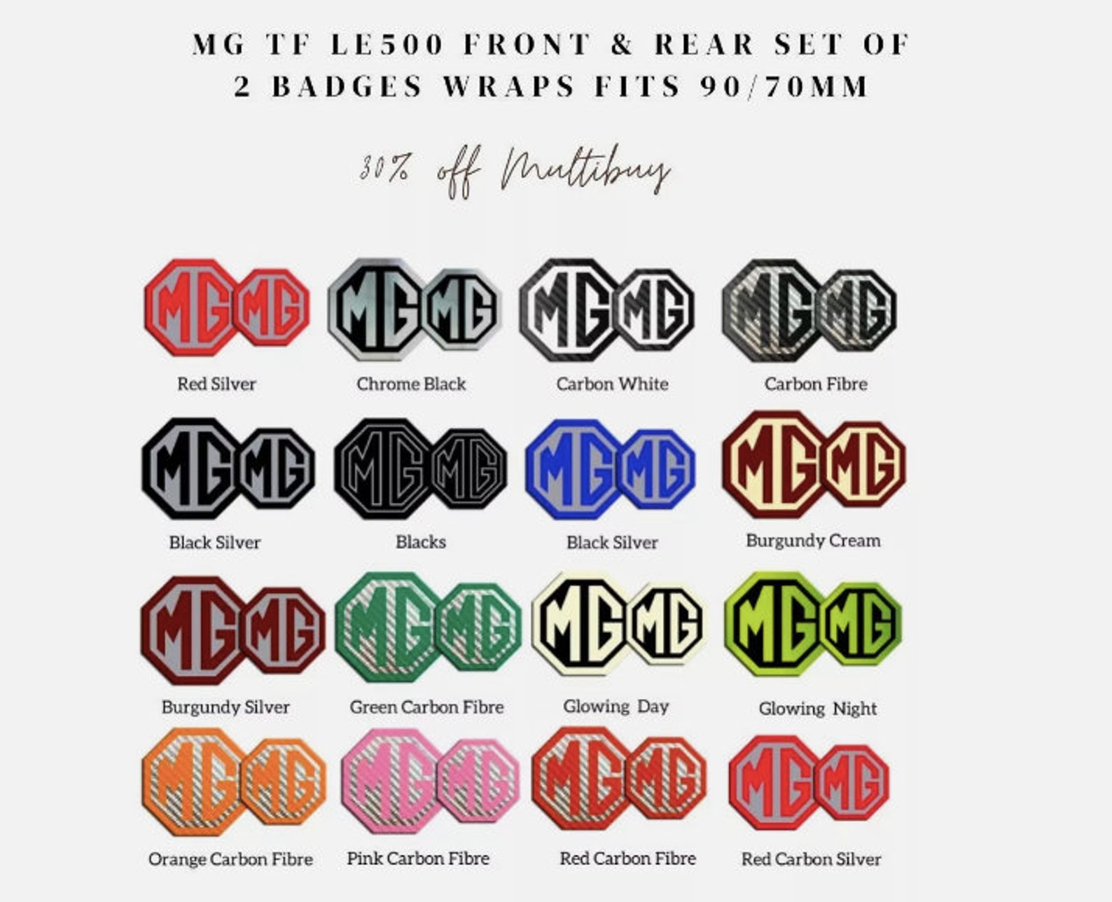 TF Car 2 X Badges for MG Inserts Front Rear Logo Set 90mm/70mm Emblem ...