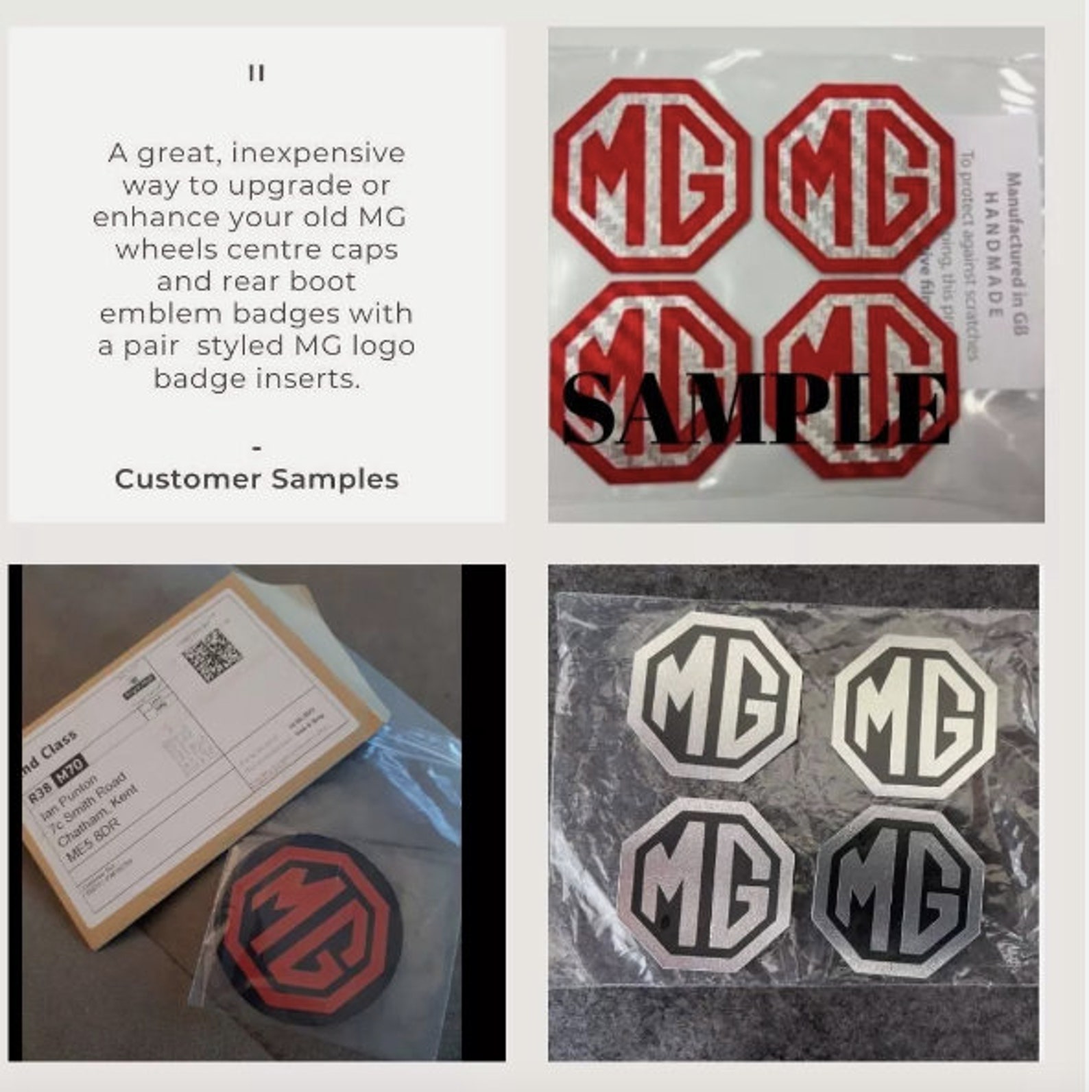 TF Car 2 X Badges for MG Inserts Front Rear Logo Set 90mm/70mm Emblem ...