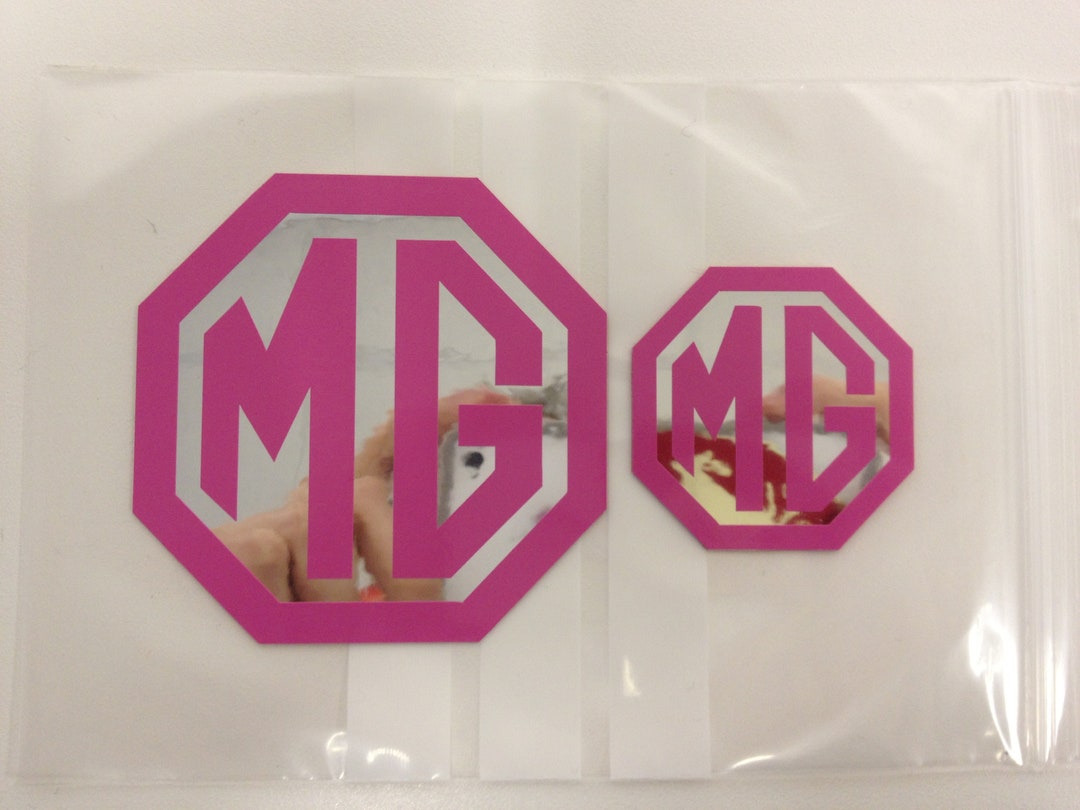 MG TF Car 2 X Badges Inserts Front Rear Logo Set 90mm/70mm Emblem Pink ...