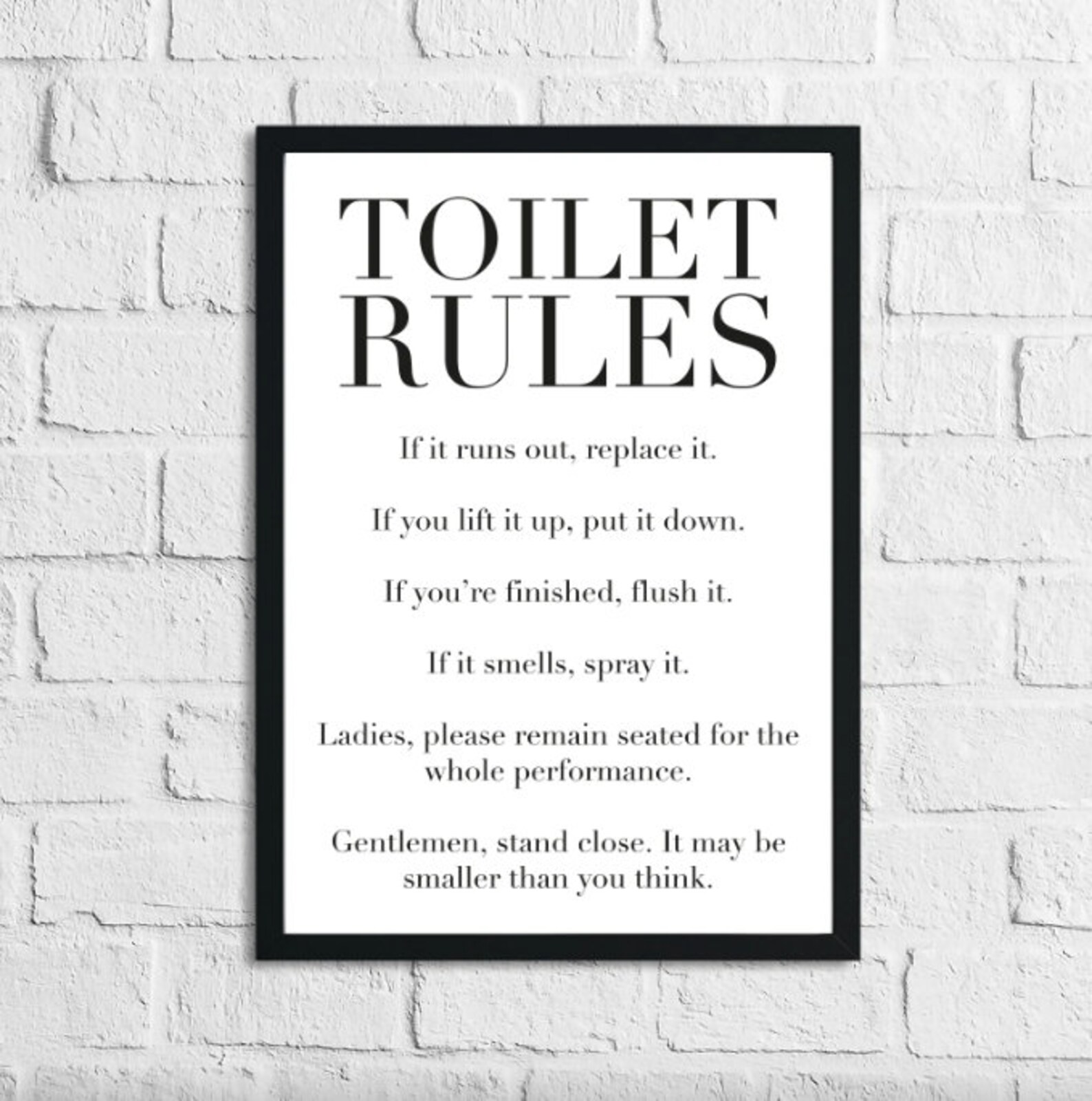 Toilet Rules Funny Humorous Bathroom Wall Decor Print - With or Without ...