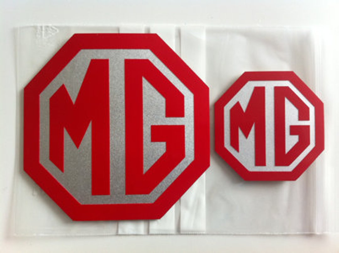 MG TF Car 2 X Badges Inserts Front Rear Logo Set 90mm/70mm Emblem Red ...
