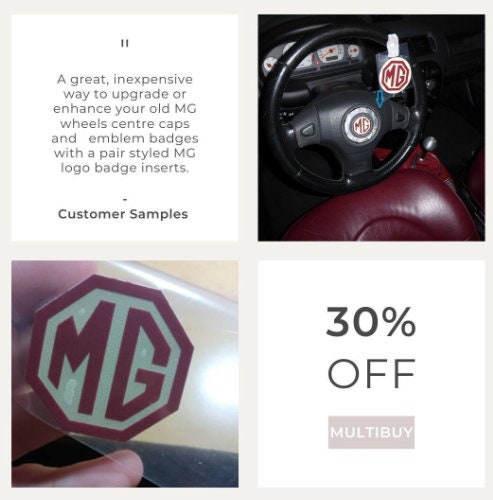 MG TF LE500 Styled 70mm Badge Insert Set of 2 Front Rear Logo Chrome ...