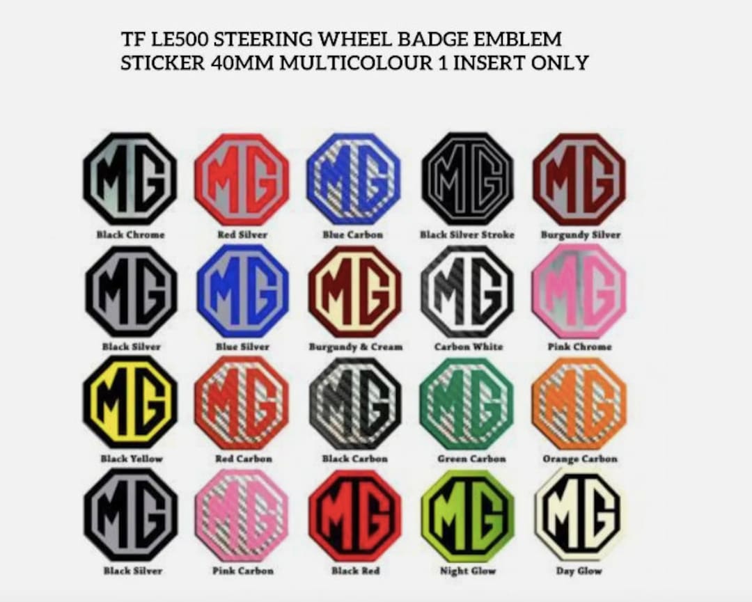 MG TF MGF Le500 Steering Wheel Badge Emblem Sticker 40mm Multicolour ...