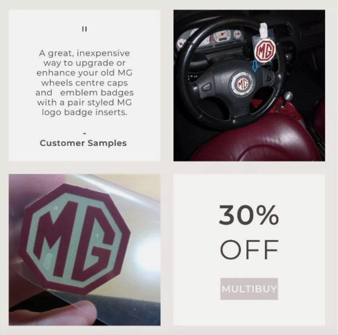 TF Car 2 X Badges for MG Inserts Front Rear Logo Set 90mm/70mm Emblem ...