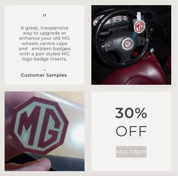 TF Car 2 X Badges Inserts Front Rear Logo Set 90mm/70mm Emblem Burgundy ...