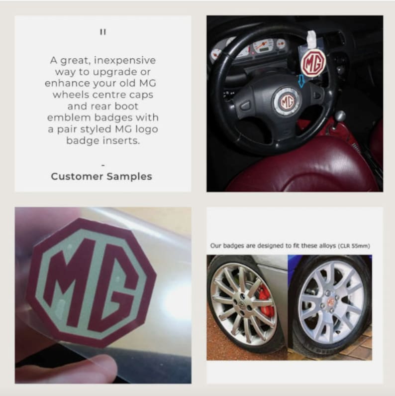 MG TF Steering Wheel Badge 40mm Choice 1 Insert Only Emblem Burgundy ...