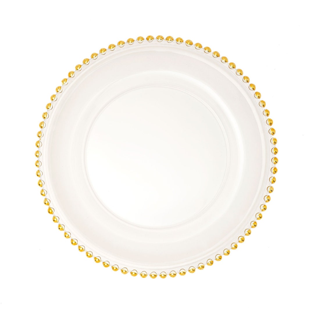 Beaded Rim Clear Quality Glass Charger Plate 13 Inch Service Plate for ...