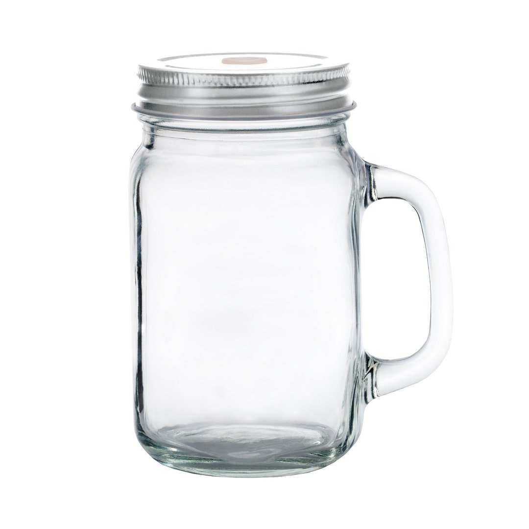 Mason Jar With Handle and Lid With Straw Hole | Mason Jars for ...