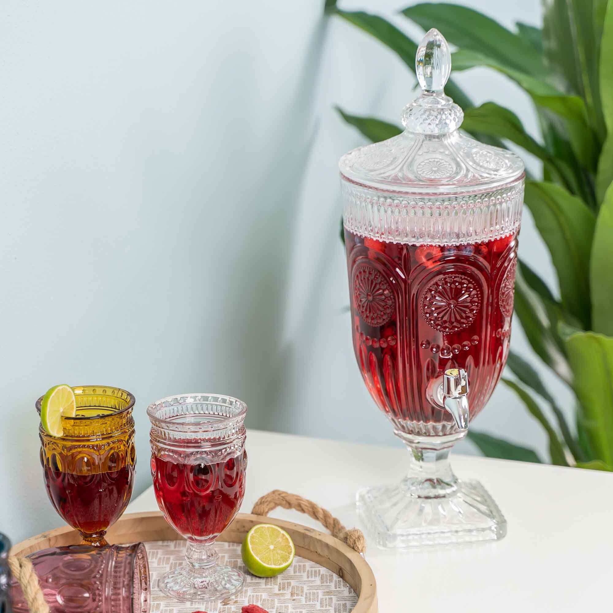 Vintage Glass Crystal Beverage Dispenser With Spigot | Drink Beverage ...