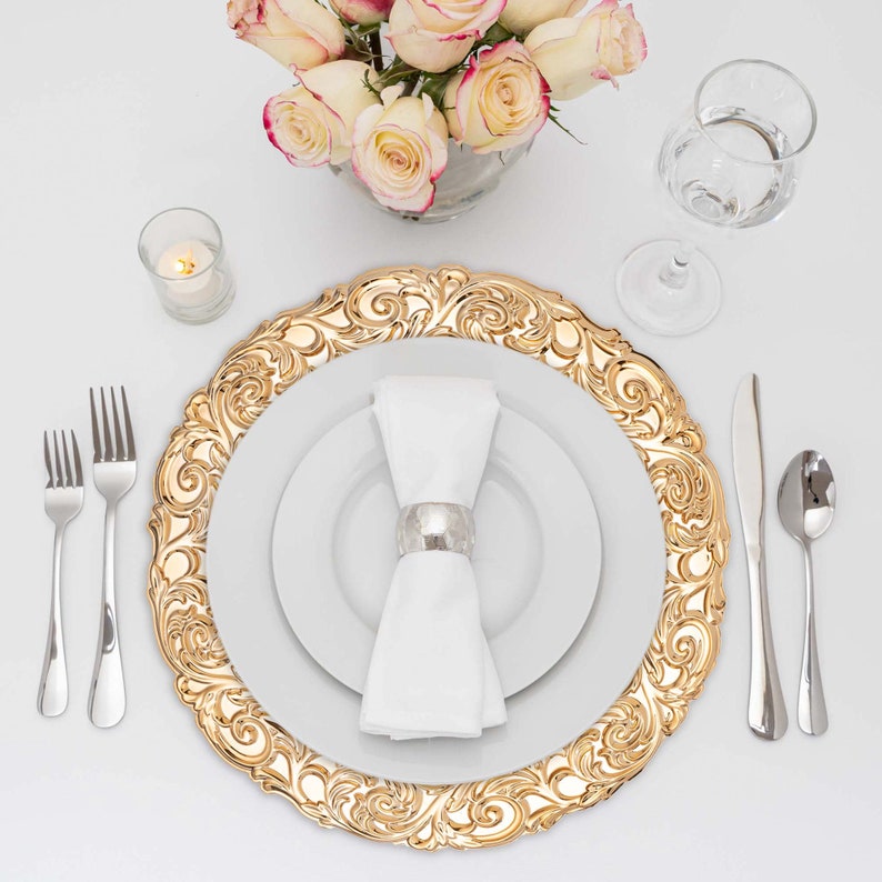 Plastic Charger Plate, Table Decor for Parties, Dinner, Weddings, Gala ...