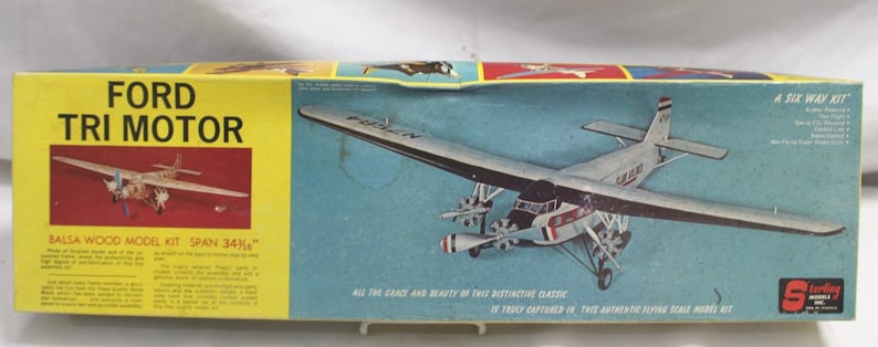 FORD TRI MOTOR Balsa Wood Model Kit in Original Box With Instruction ...