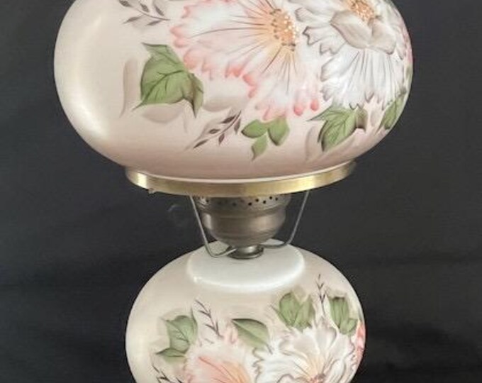 Vintage Hand Painted Floral Glass Hurricane Table Lamp - Etsy