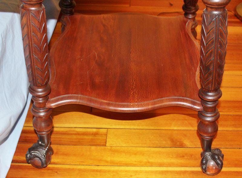 Antique Victorian Tiger Oak Parlour Table W/ Metal Claw and Glass Ball ...