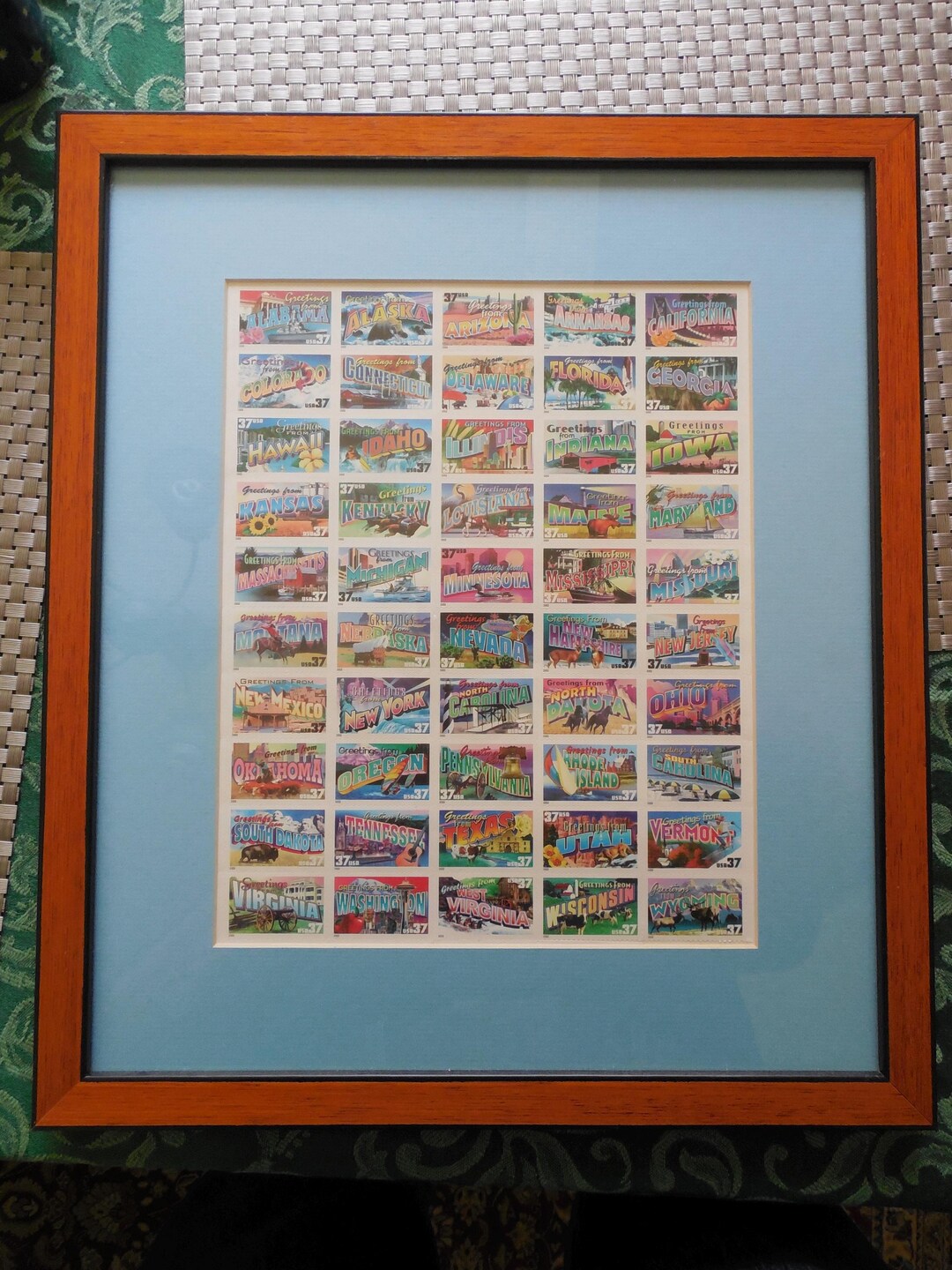 Framed Sheet of US 37 Cent Stamps of 50 States - Etsy