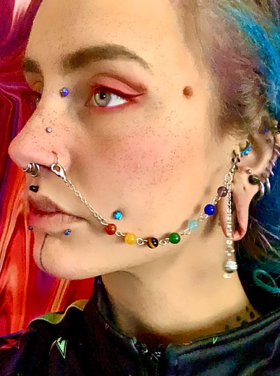 Rainbow Nose Chain | Etsy