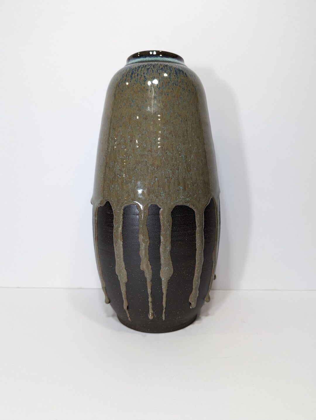 Dark Brown Vase With Drip Effect - Etsy