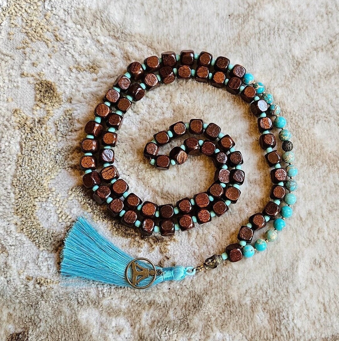 Beaded Y Drop Long Necklace, Boho Necklace, Yoga Necklace, Buddha ...