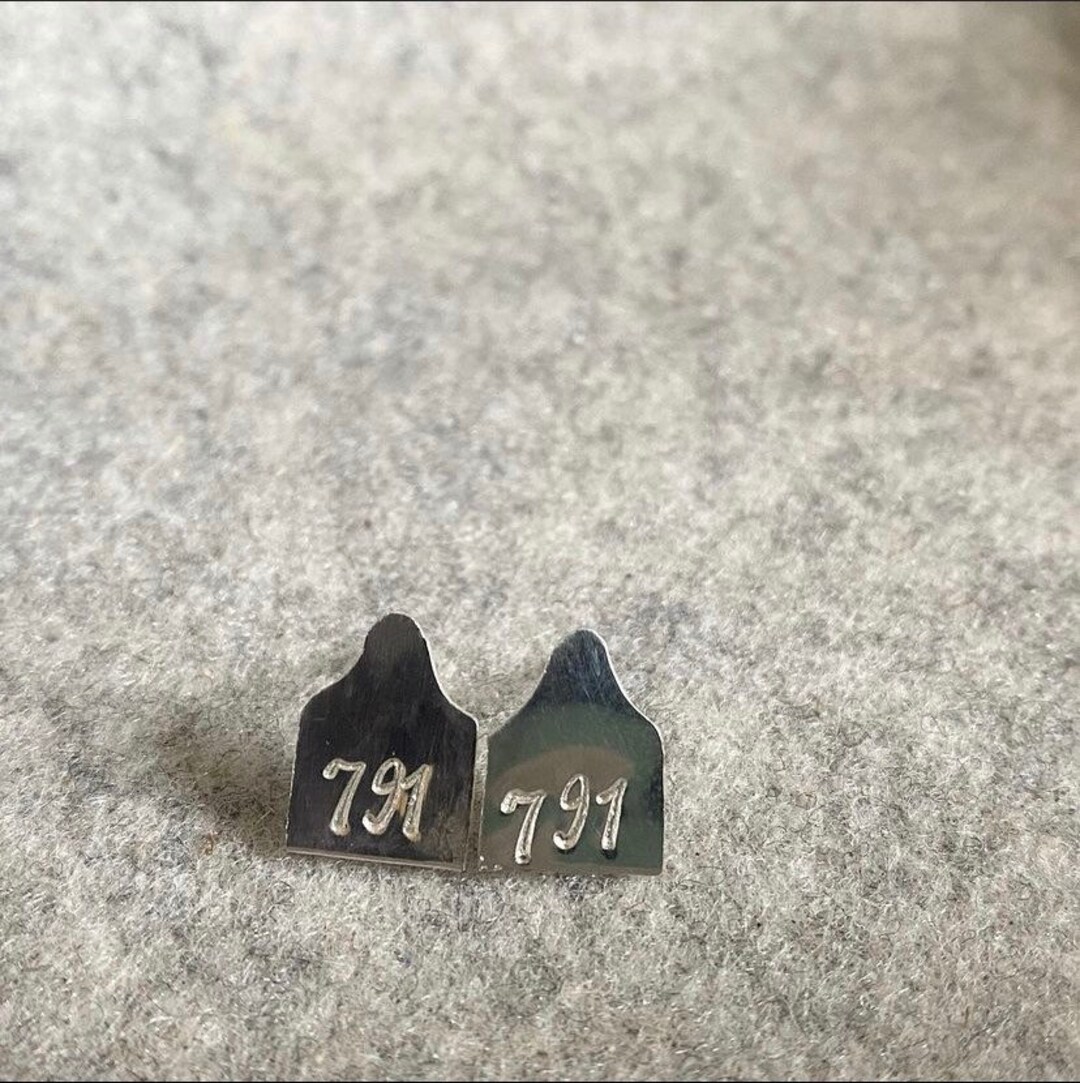 Sterling Silver Cow Sheep Pig Goat Ear Tag Earrings, Farm Stud Earrings ...