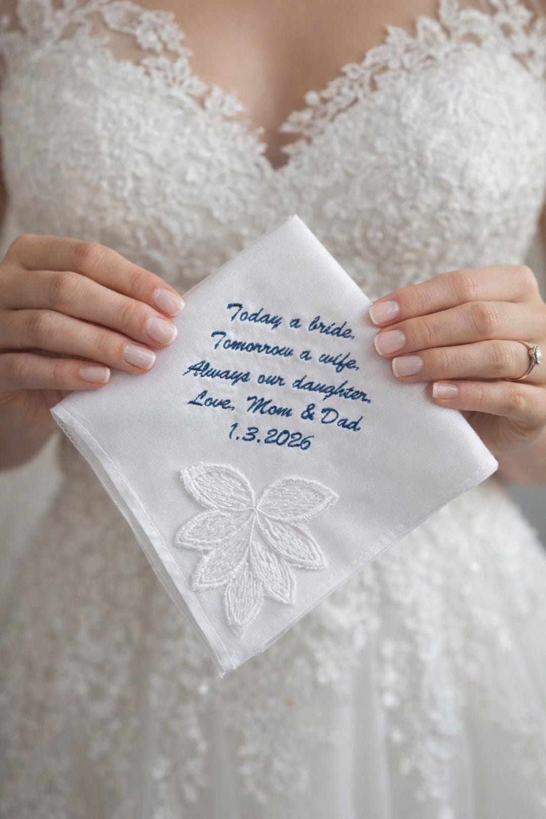 Personalized Handkerchief Made From Mom’s Wedding Dress • Custom Bridal ...