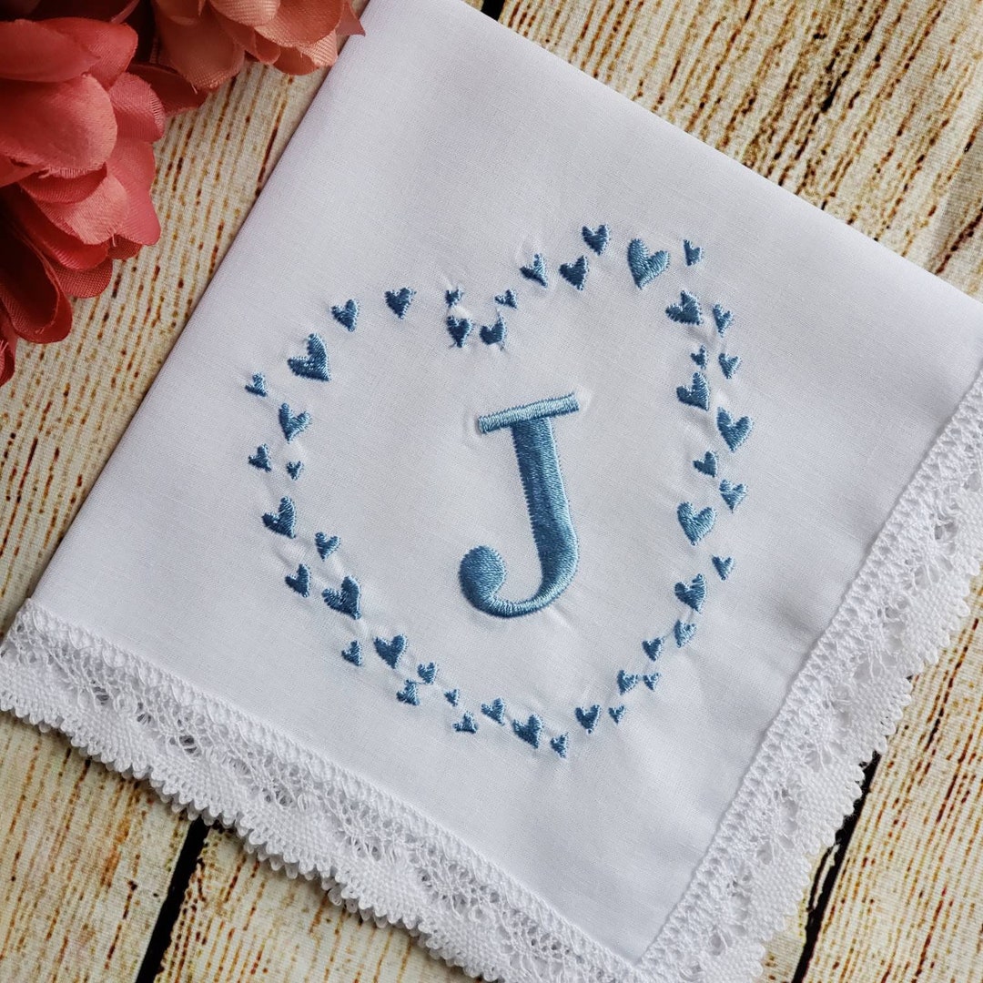 Personalized Handkerchief With Letter Embroidery, Monogramed ...