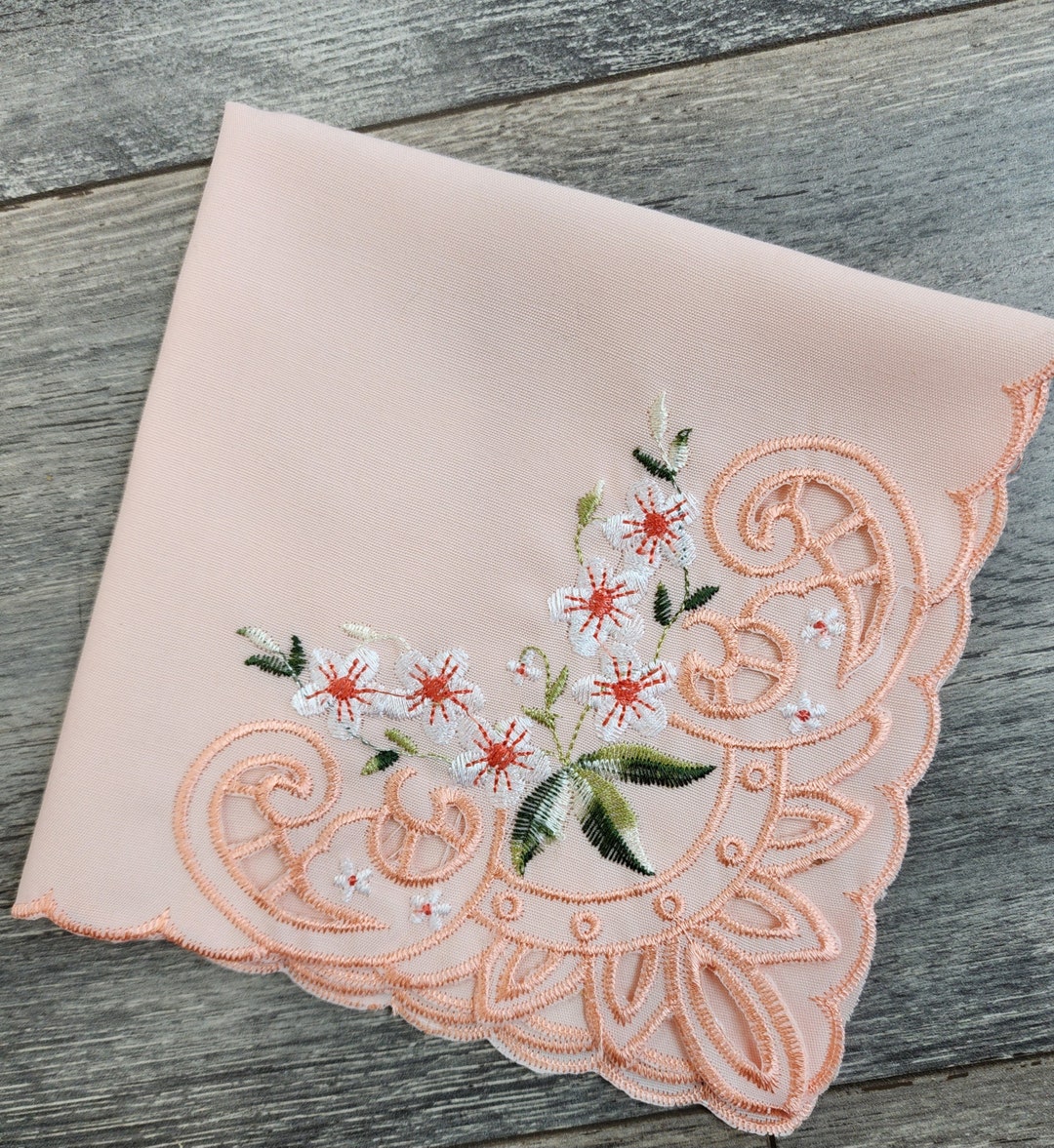 Embroidered Handkerchief, Wedding Handkerchief With Corner Flowers - Etsy